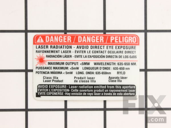 OEM Ryobi 089140200911 Laser Warning Label-2 - Fix.com